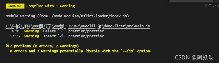 2 problems (0 errors, 2 warnings) 0 errors and 2 warnings potentially fixable with the `--fix`_2 ...