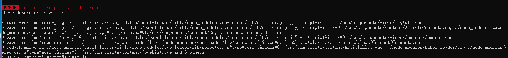 npm install --save babel-runtime/core-js/get-iterator babel-runtime/core-js/json/stringify babel ...