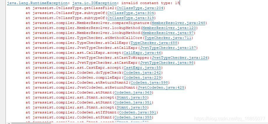 java.lang.RuntimeException: java.io.IOException: invalid constant type: 15_linux java.lang ...