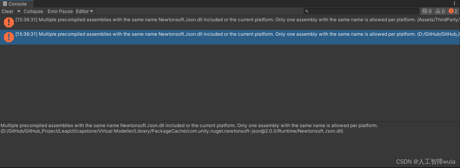 Multiple precompiled assemblies with the same name Newtonsoft.Json.dll included or the current ...