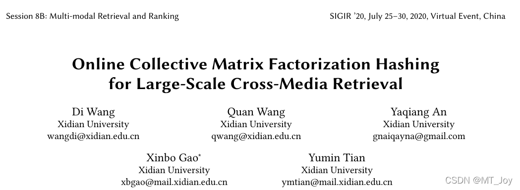 Online Collective Matrix Factorization Hashingfor Large-Scale Cross-Media Retrieval（OCMFH）--文献翻译 ...