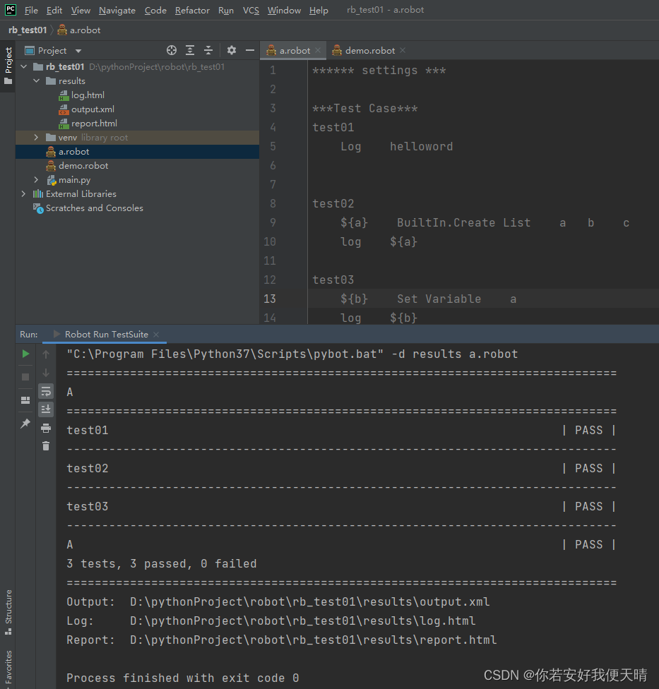 Python3+RobotFramework+pycharm_python3 -m robot -d-CSDN博客