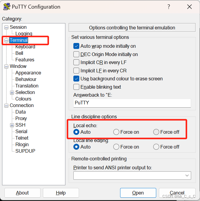 【Putty】串口连接时重复显示，输入1个字符，窗口却显示2个_putty ttl显示的窗口能输入码-CSDN博客