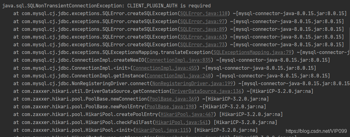 MySQL系列：Caused by: com.mysql.cj.exceptions.UnableToConnectException: CLIENT_PLUGIN_AUTH is ...