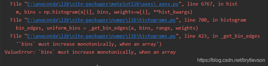 解决 ‘`bins` must increase monotonically, when an array‘) ValueError ...