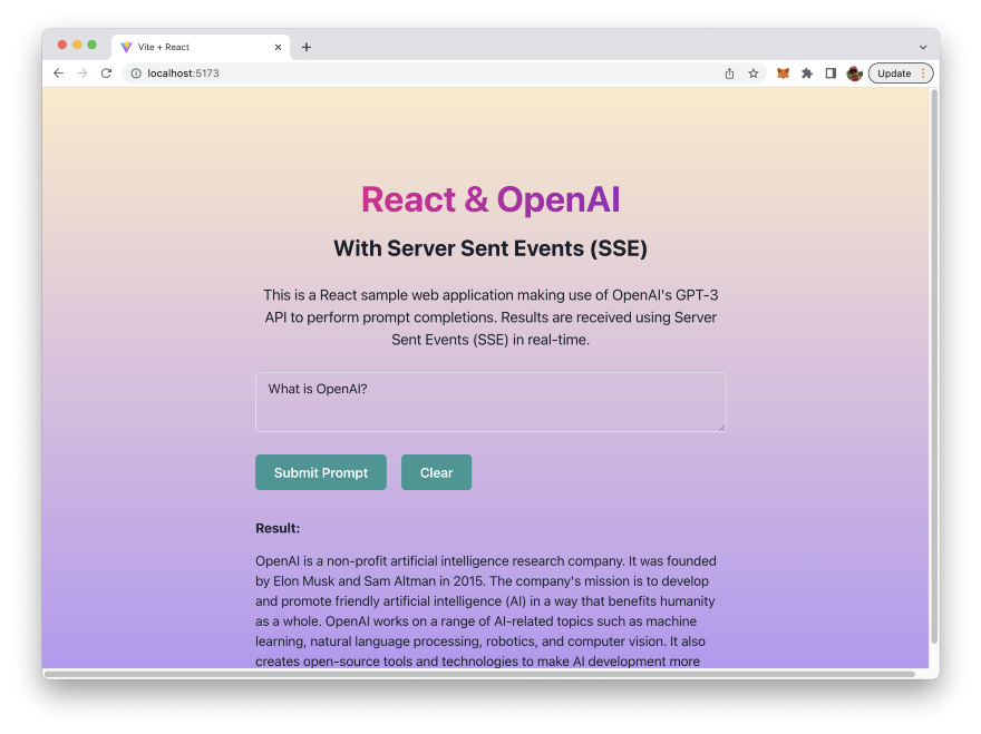 使用 React、OpenAI 和服务器发送事件 (SSE) 流式传输实时结果：分步指南_react sse-CSDN博客