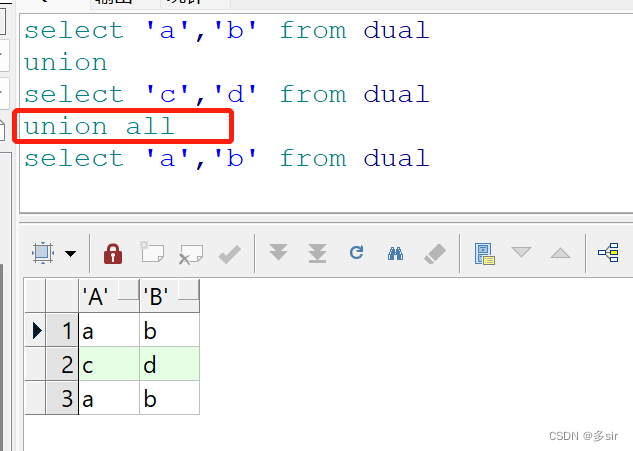 Oracle-并集、交集、差集（union、union all、intersect、minus）的使用方法_oracle union all-CSDN博客