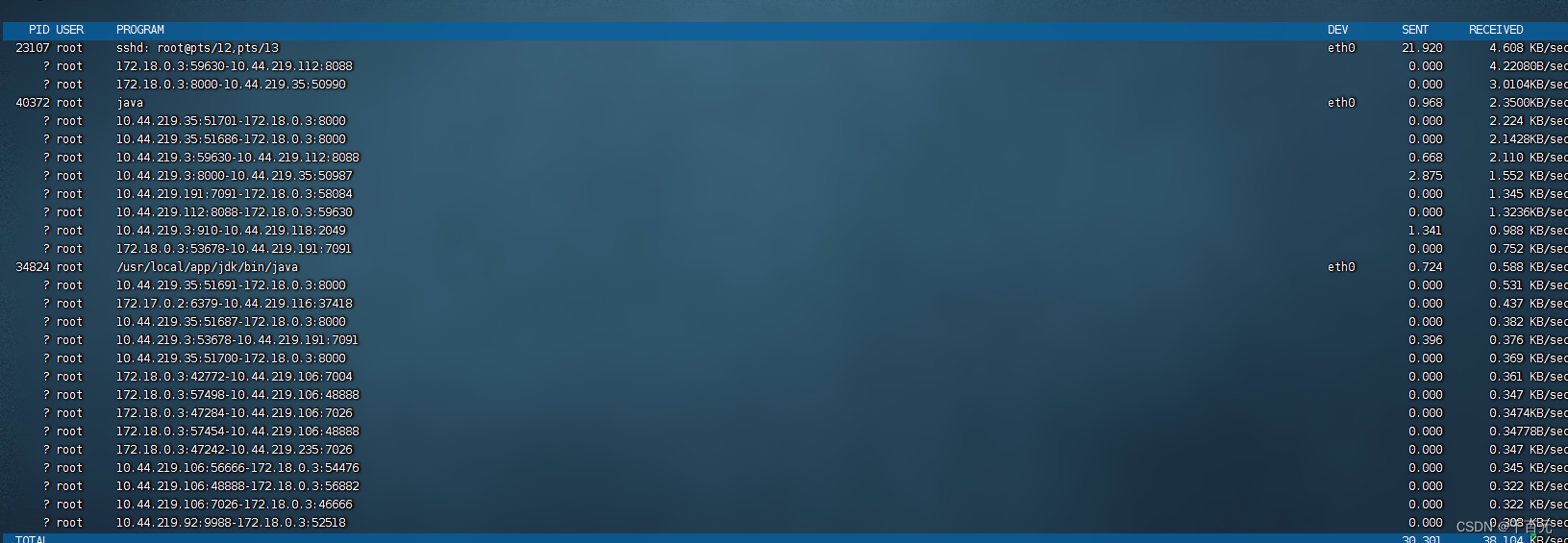 linux 使用nethogs命令查看各个进程使用网络的情况_如何查看各个进程的网络状态-CSDN博客
