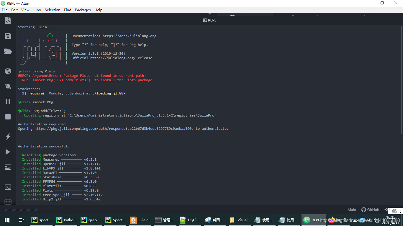 Julia Pro安装package_argumenterror: package plots not found in current -CSDN博客