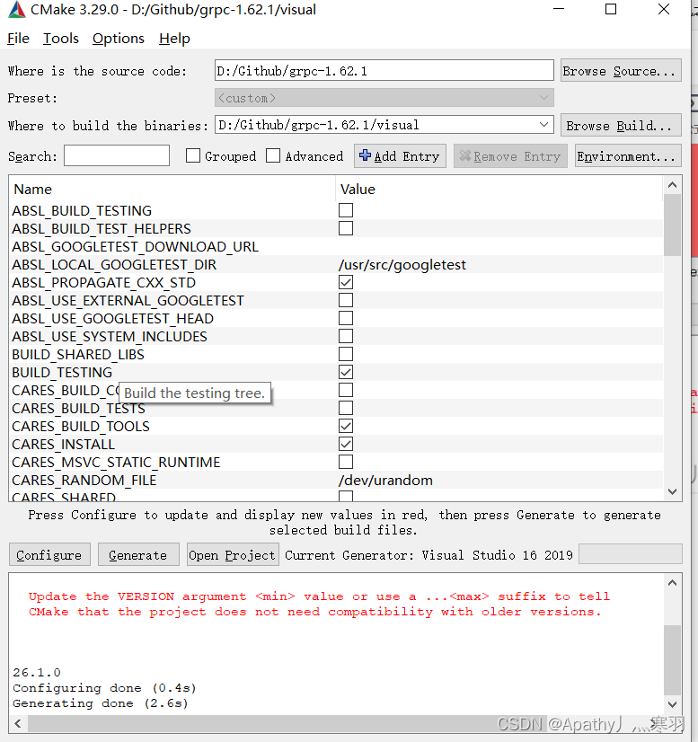 google rpc(grpc)最新版本1.62.1以及使用vs2022的编译和运行(C++调用python端)_vs2022 编译 grpc-CSDN博客