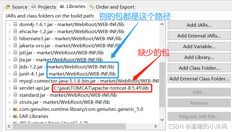 Access restriction: The type ‘HttpServletResponse‘ is not API (restriction on required library ...