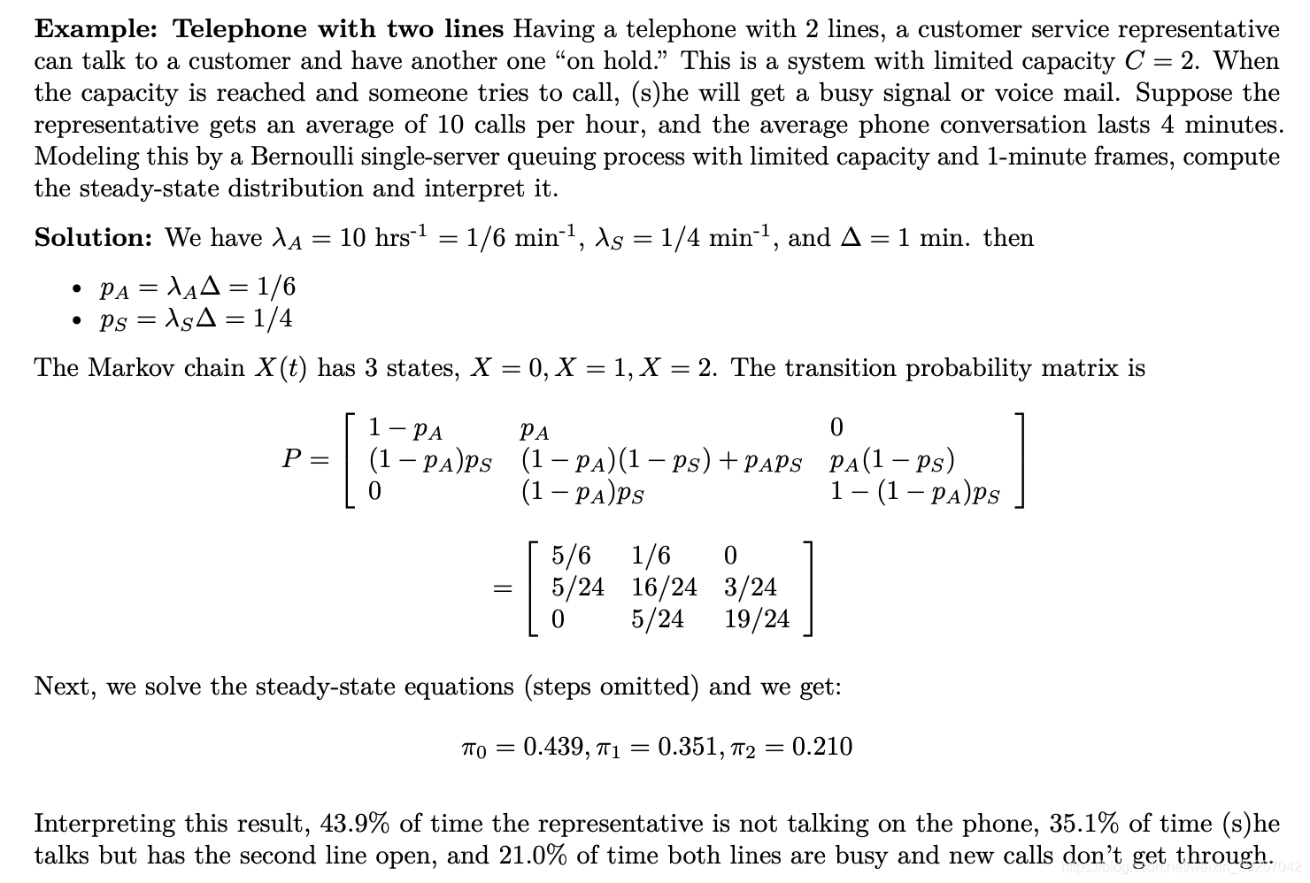 Bernoulli Single-Server Queuing Process--Solve Steady state equation ...