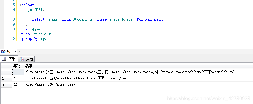 Sqlserver中 分组查询和多行合并成一行(for Xml Path的运用)通过一对多查询将多行数据总将合并1行 Xml Path Csdn博客
