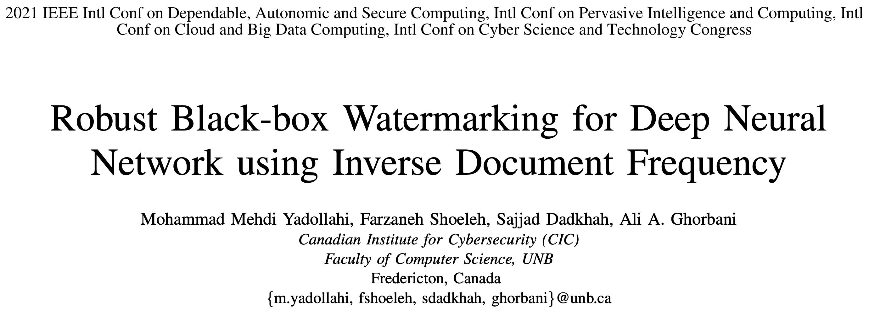 论文研读｜Robust Black-box Watermarking for Deep Neural Network using Inverse Document Frequency ...