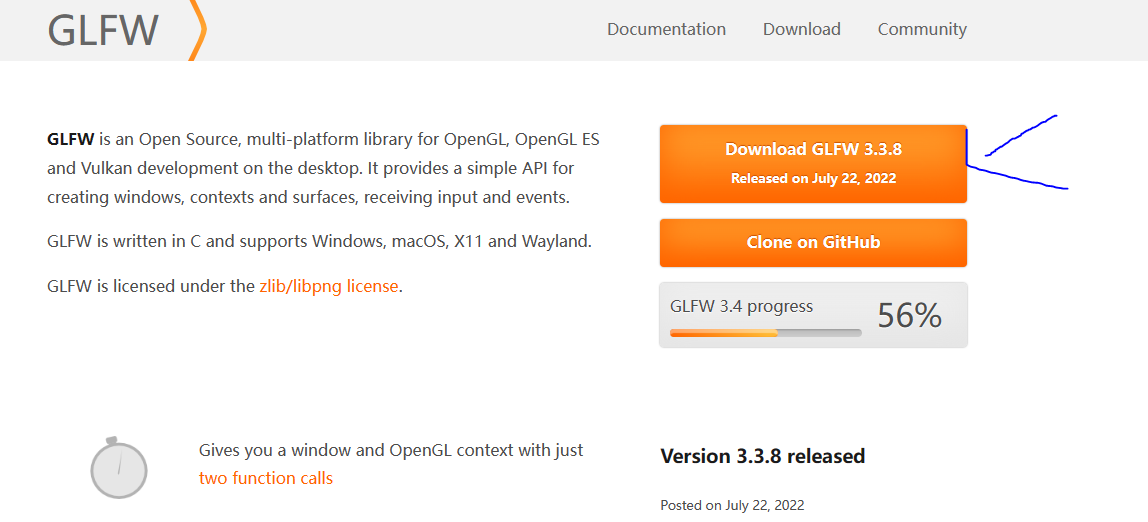 openGL学习之GLFW和GLAD的下载和编译_glad下载-CSDN博客
