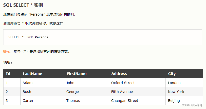 SQL 语法——SELECT-CSDN博客