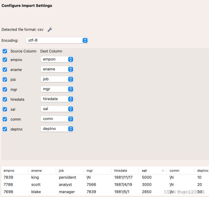 求助！mysql 用workbench时的数据导入问题在mysql Workbench中导入csv文件数据数据有多行为什么只导入了5行
