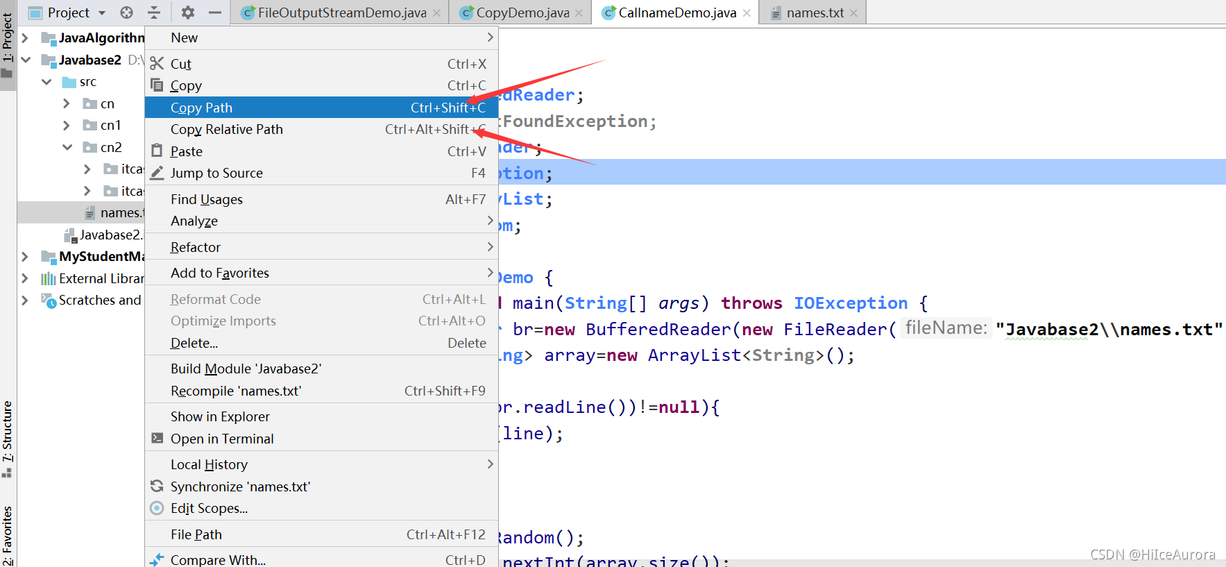 解决Exception in thread “main“ java.io.FileNotFoundException: Javabase2\names.txt (系统找不到指定的路径。)的问题 ...