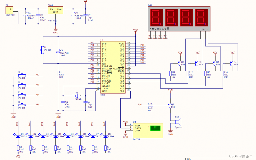 基于51单片机的温湿度报警【DHT11,数码管】（仿真）_c51实现dht11仿真-CSDN博客