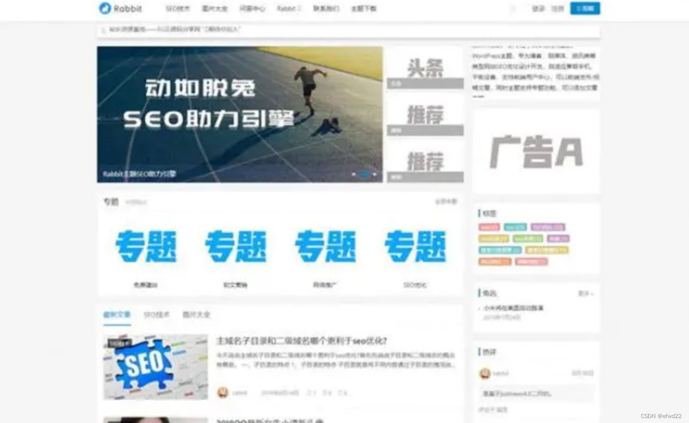 WordPress博客SEO自媒体资讯主题模板RabbitV2.0-CSDN博客