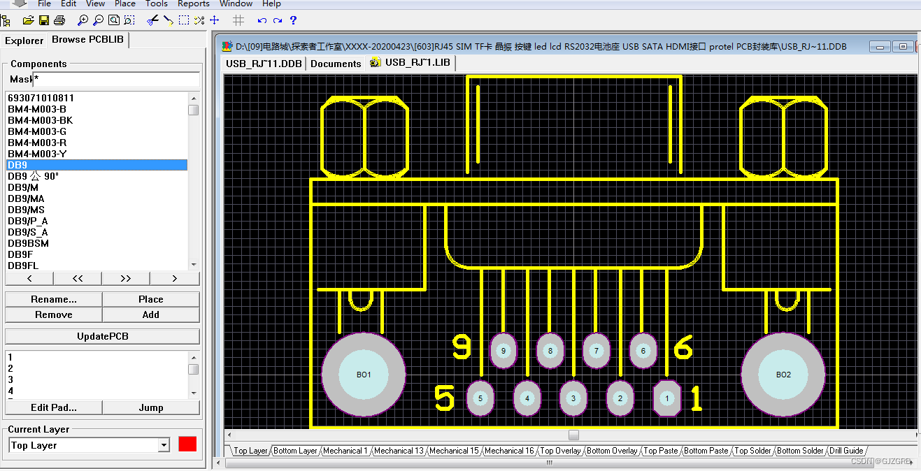 晶振 按键 led lcd RS2032电池座 USB SATA HDMI RJ45 SIM TF卡接口 protel （PCB封装库）_tf卡 protel 模版-CSDN博客