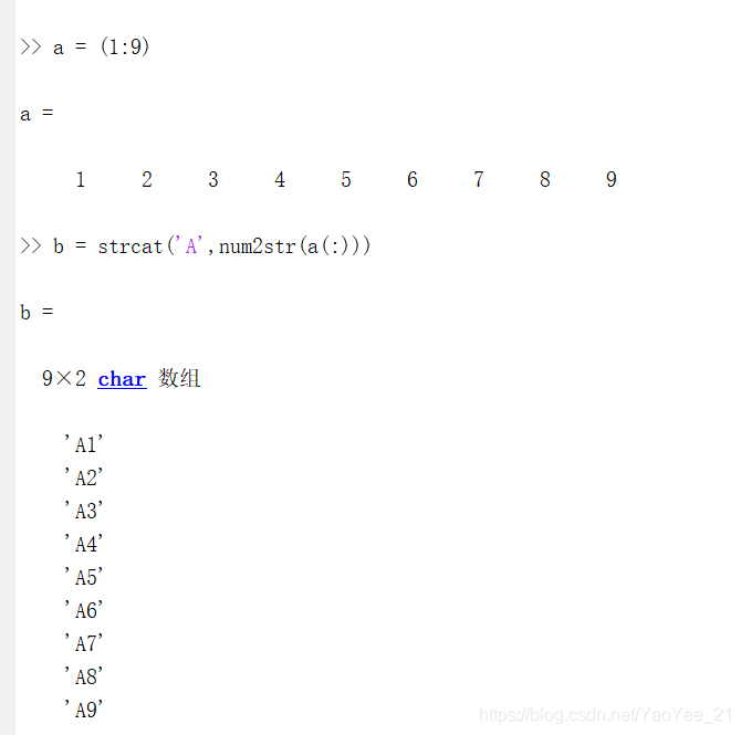 【Matlab】定义顺序增加的字符串数组（A1,A2 ... An）并写到Excel的第一行_matlab生成a1到an-CSDN博客