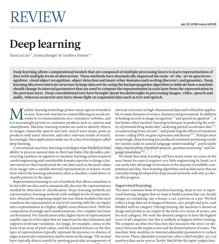 LeCun、Bengio和Hinton综述论文《deep learning》_lecun y,bengio y, hinton g. deep ...