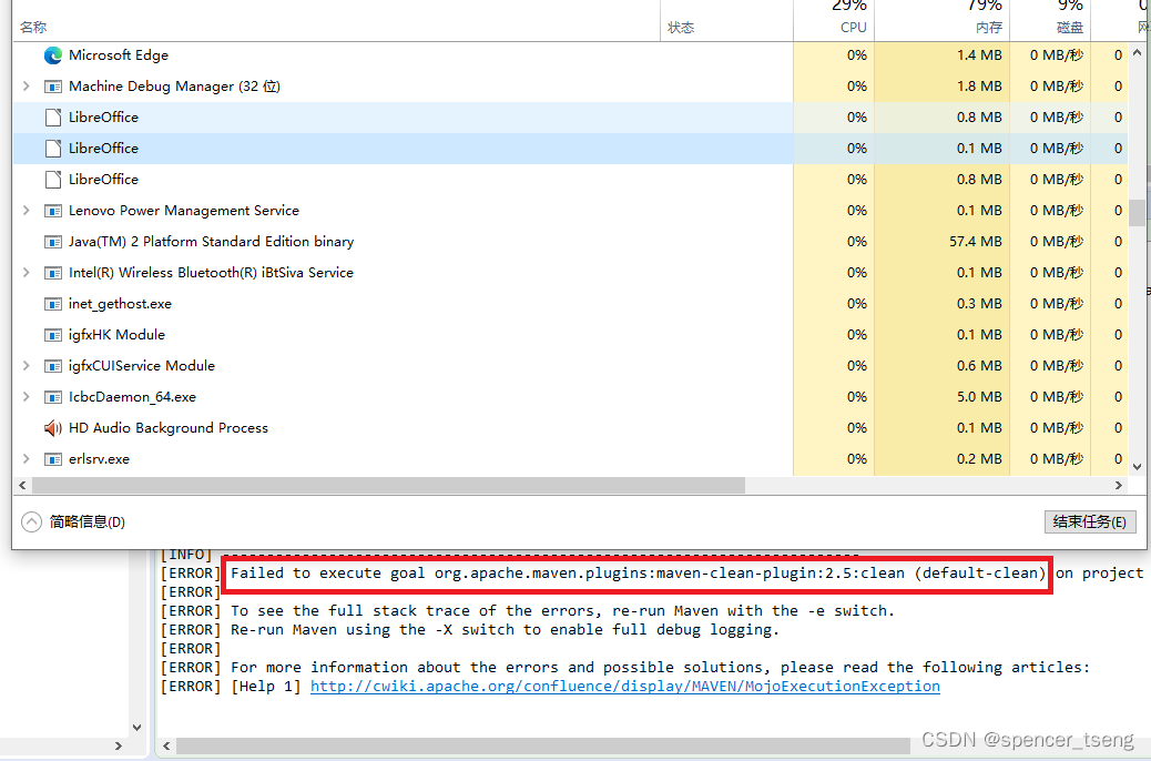 [ERROR] Failed to execute goal org.apache.maven.plugins:maven-clean-plugin:2.5:clean (default ...