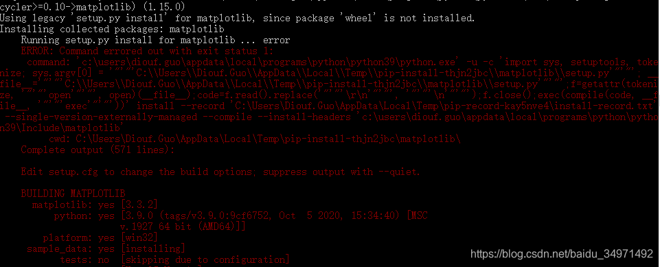 windows下python 3.9 Numpy scipy和matlabplot的安装_python3.9支持scipy吗?-CSDN博客