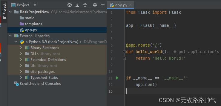 Python-Flask，Anaconda结合Pycharm打造第一个“Hello World“程序_anaconda flask-CSDN博客