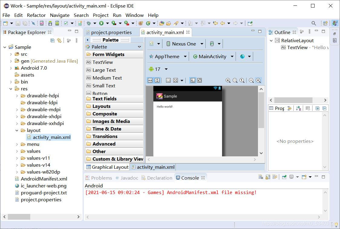 [Eclipse Android]已解决：Graphical Layout不能使用，并出现提示This version of the ...