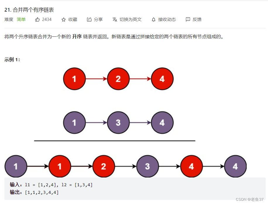 leetcode 合并两个有序链表_struct listnode* mergetwolists(struct listnode* li-CSDN博客