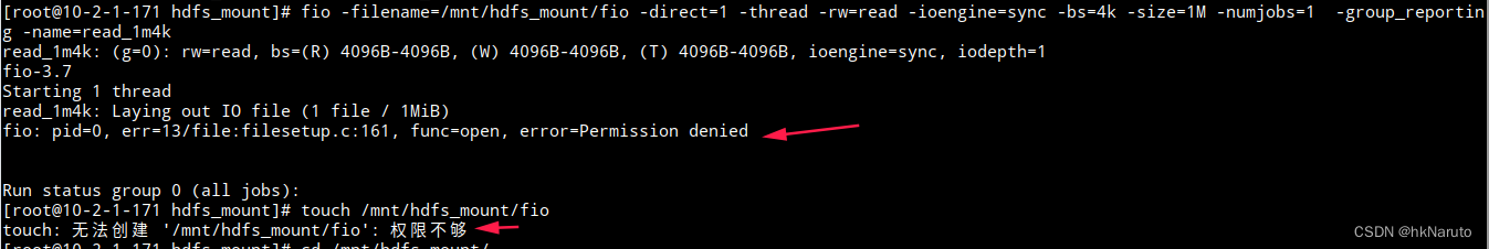 hdfs fuse_dfs 挂载后，fio dd测试，解决报错：权限不够 Permission denied I/O error constructing remote block ...