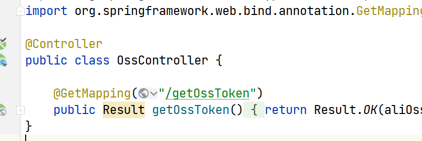 would dispatch back to the current handler URL [/getOssToken] again. Check your ViewResolver ...