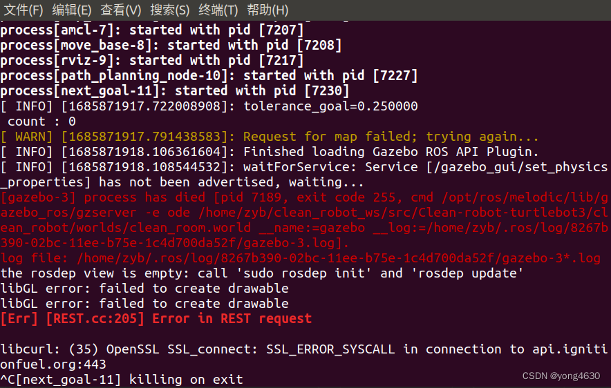 启动Gazebo报错：[gazebo-3] process has died [pid 7189, exit code 255, cmd /opt/ros/melodic/lib/...-CSDN博客