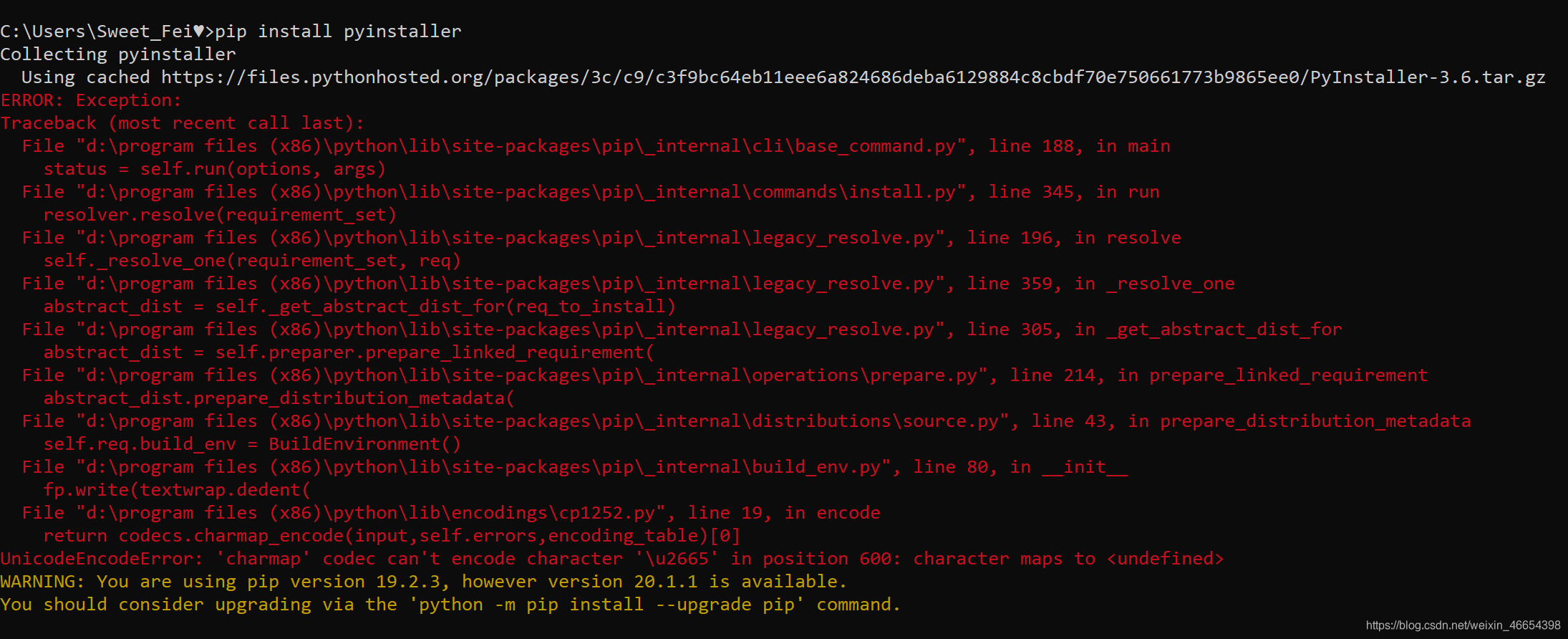python用pip下载pyinstaller库总是显示编码错误UnicodeEncodeError_no-use-pep517-CSDN博客