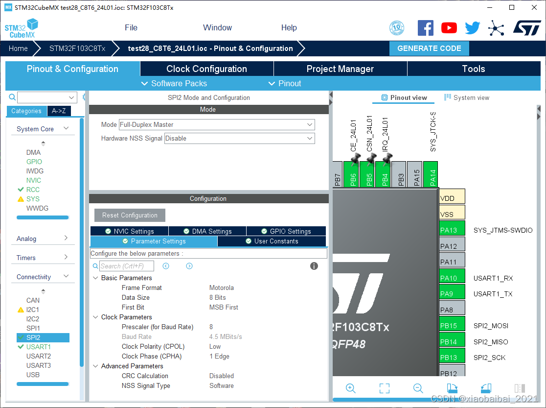 【stm32cubemx】0026 Hal库开发:nrf24l01无线24g通信模块的应用stm32cubemx Nrf Csdn博客