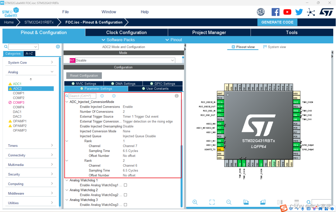 电机FOC控制（三）STM32 CUBEMX 配置ADC采样_foc控制配置分频和adc采样时刻-CSDN博客