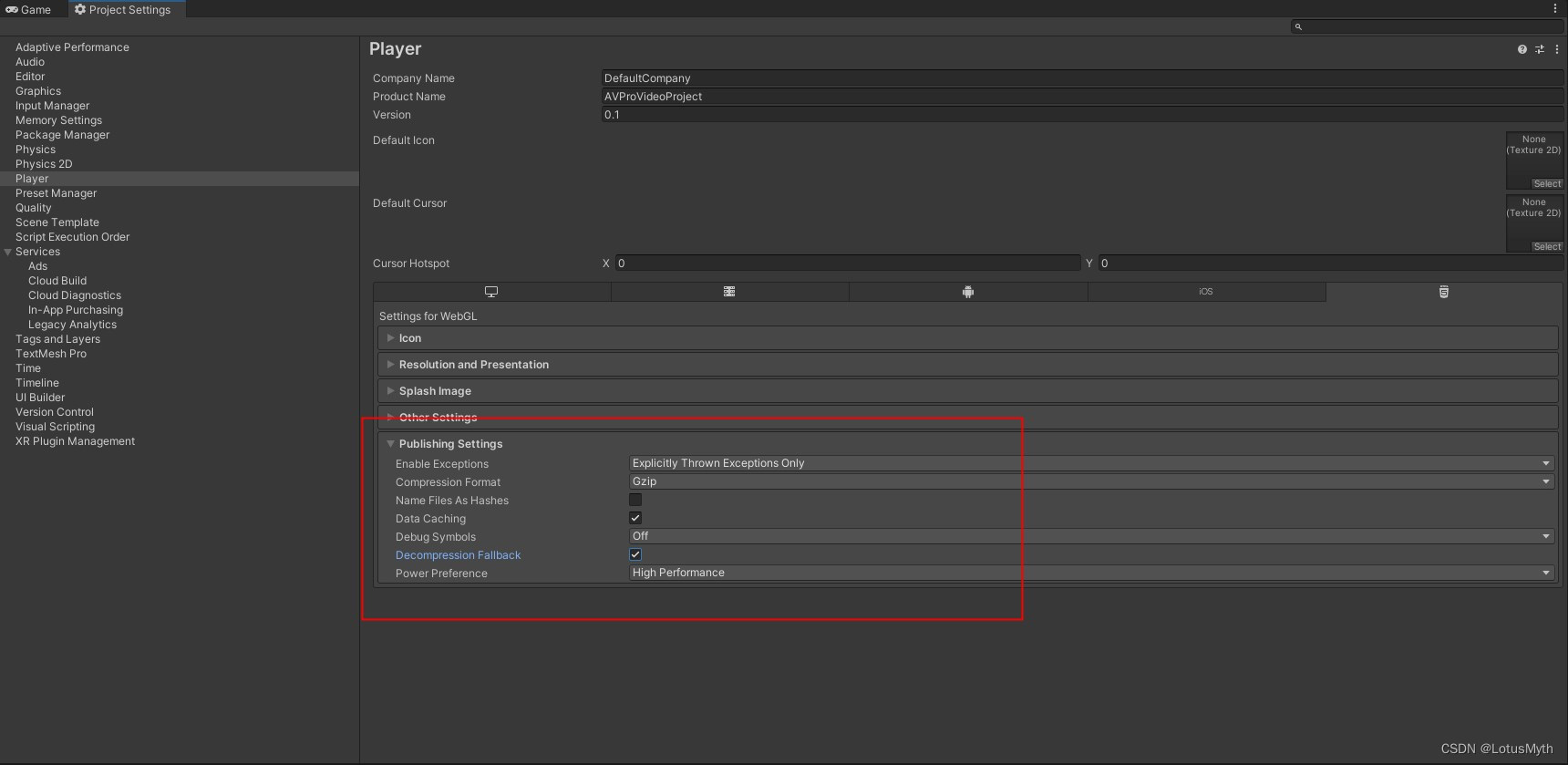 Unity Webgl、安卓（android）打包最简单的projectsettings参数设置unitywebgl Decompression Fallback Csdn博客 9825