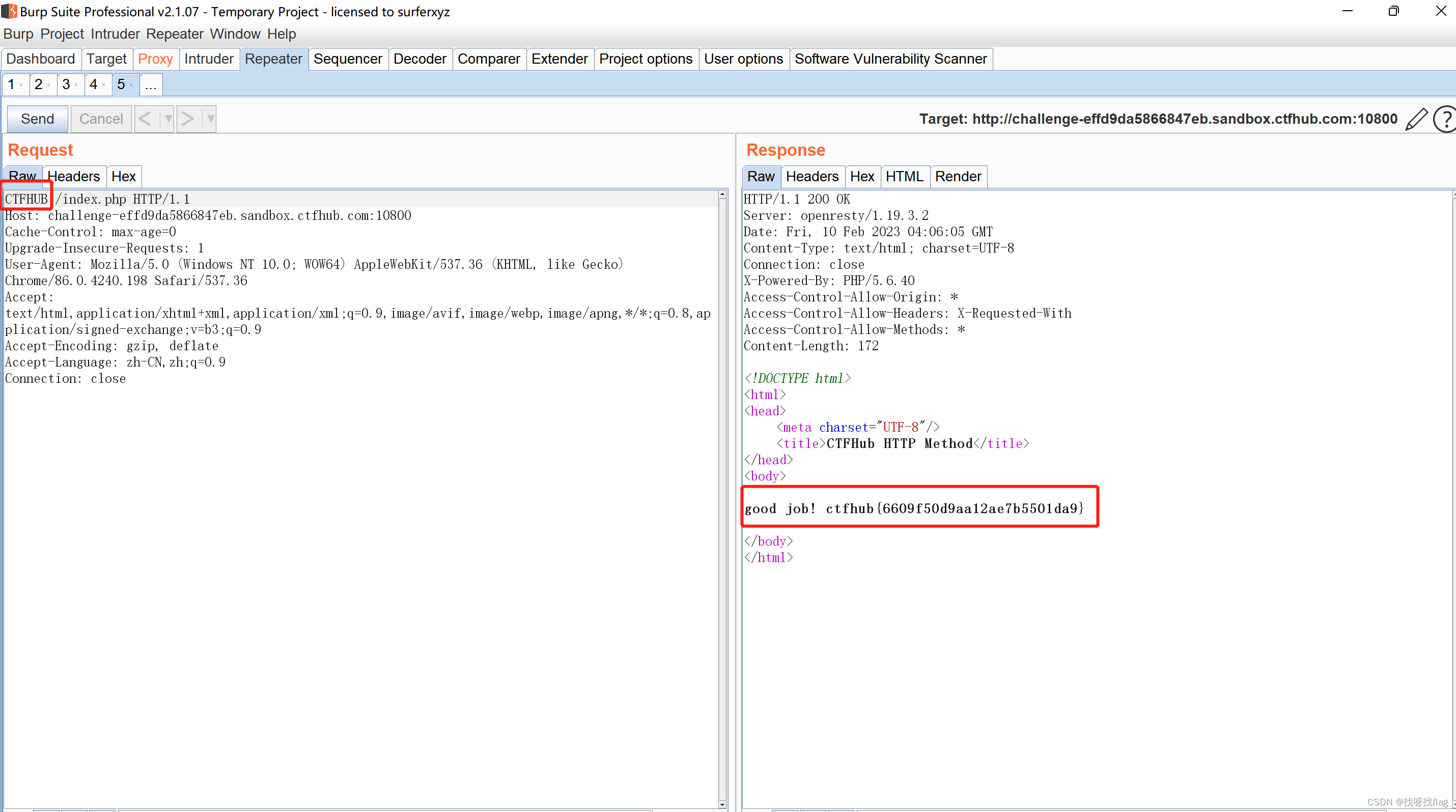 CTFHub技能树：利用Burp抓包获取响应中的Flag,-CSDN博客