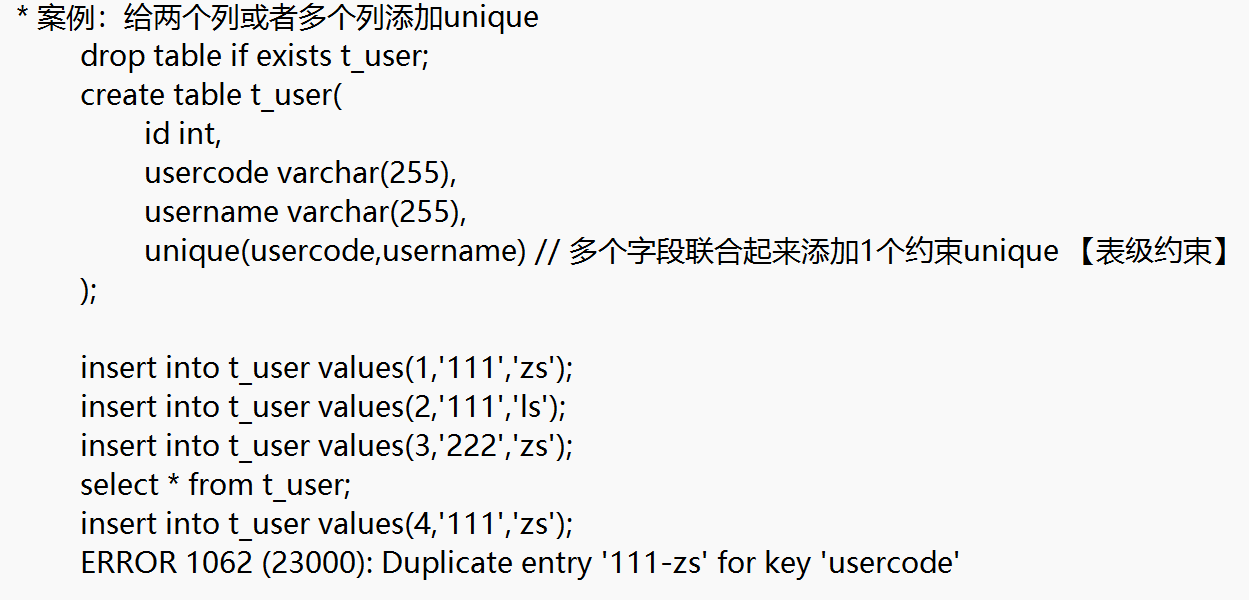 MySQL学习之约束_username varchar (255) not null unique-CSDN博客