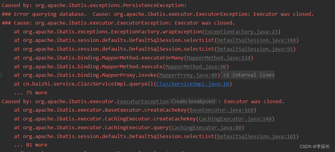 Mybatis 报错（ExecutorException：Executor was closed）-CSDN博客