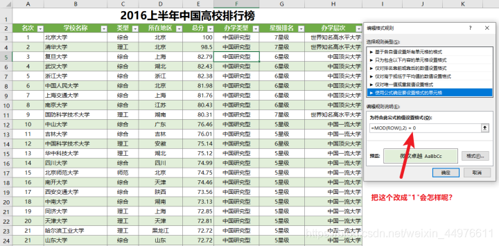 EXCEL条件格式 （二）_=mod(row(),2)=0-CSDN博客