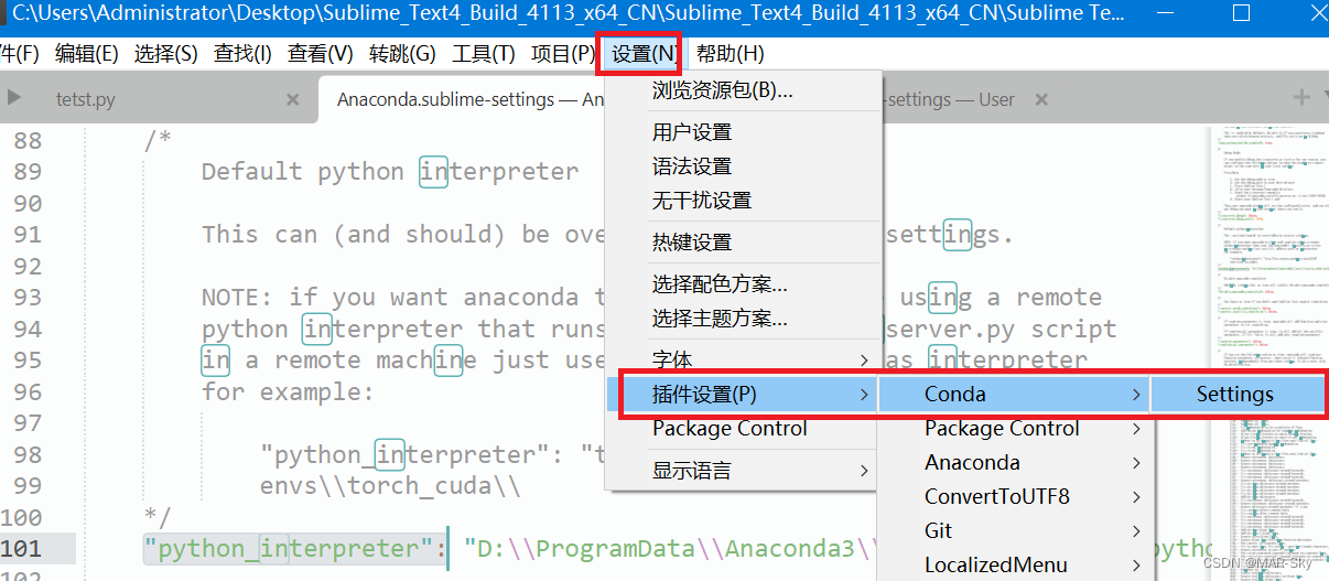 sublime text3安装和conda与anaconda中的虚拟环境连接_sublime conda-CSDN博客