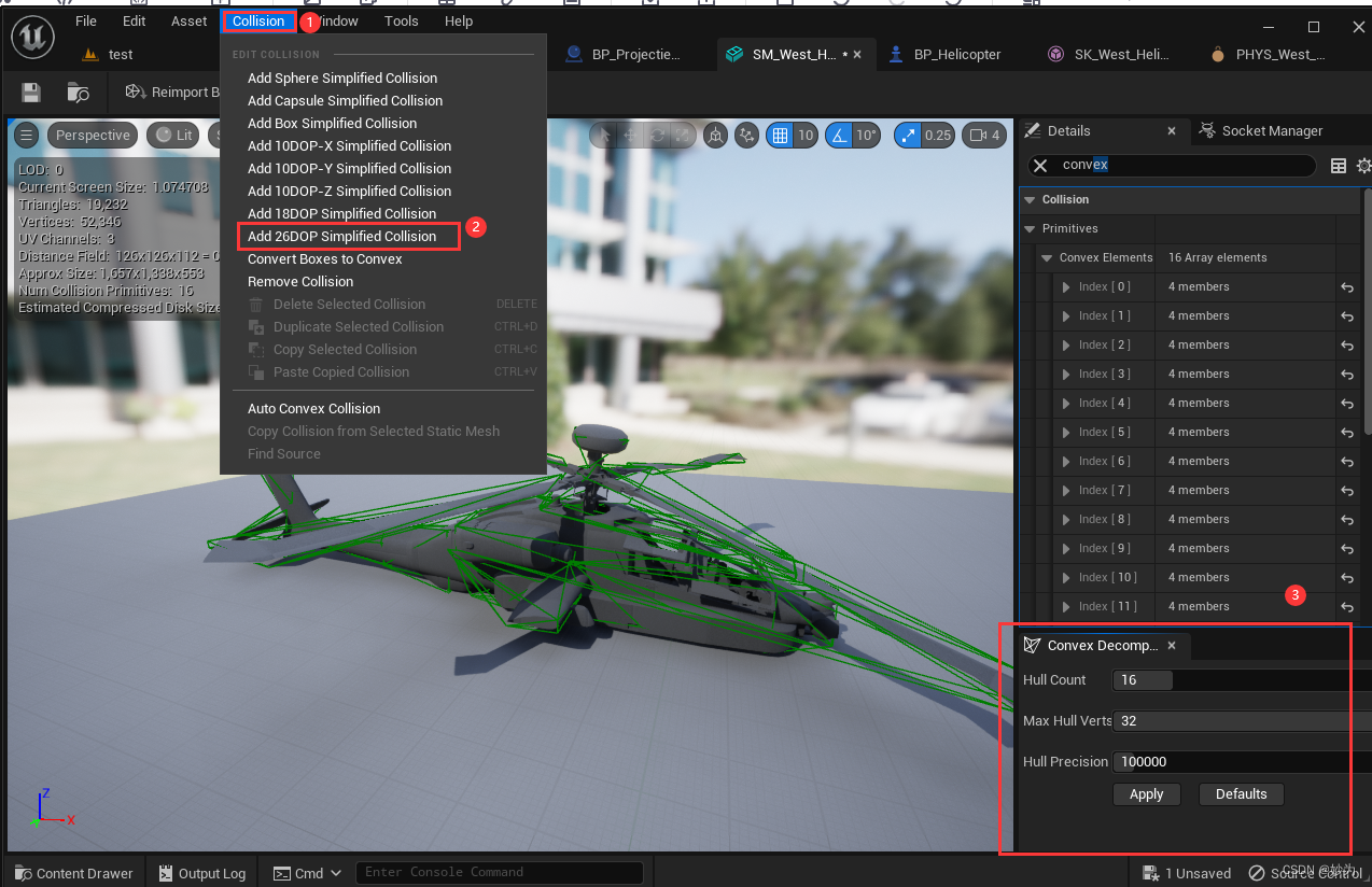 unreal engine5.1中设置convex decomposition凸包分解_ue5凸包分解-CSDN博客