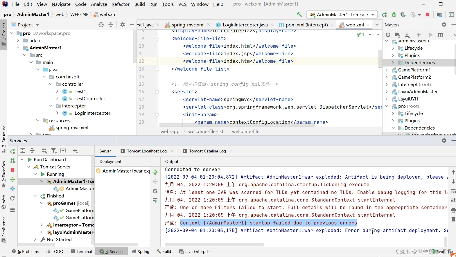 执行时报错：Context [] startup failed due to previous errors-CSDN博客