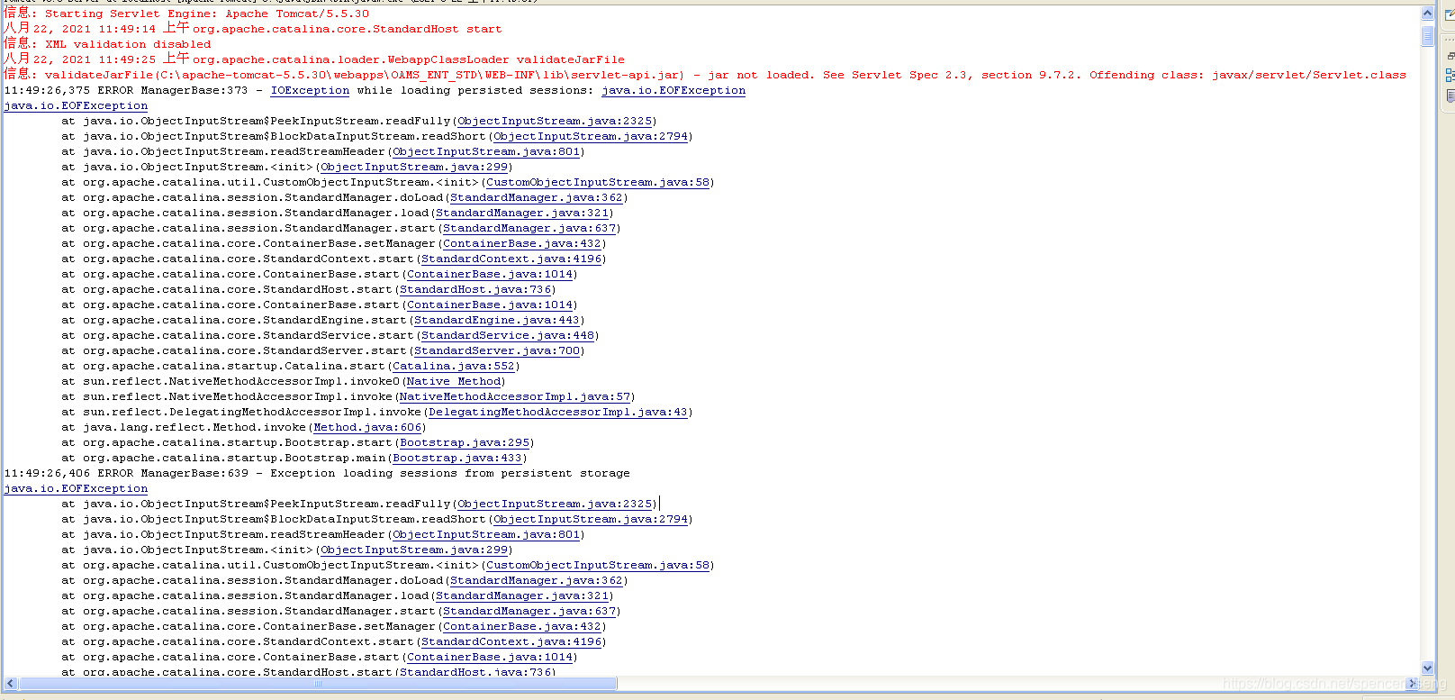 Tomcat : IOException while loading persisted sessions: java.io.EOFException-CSDN博客