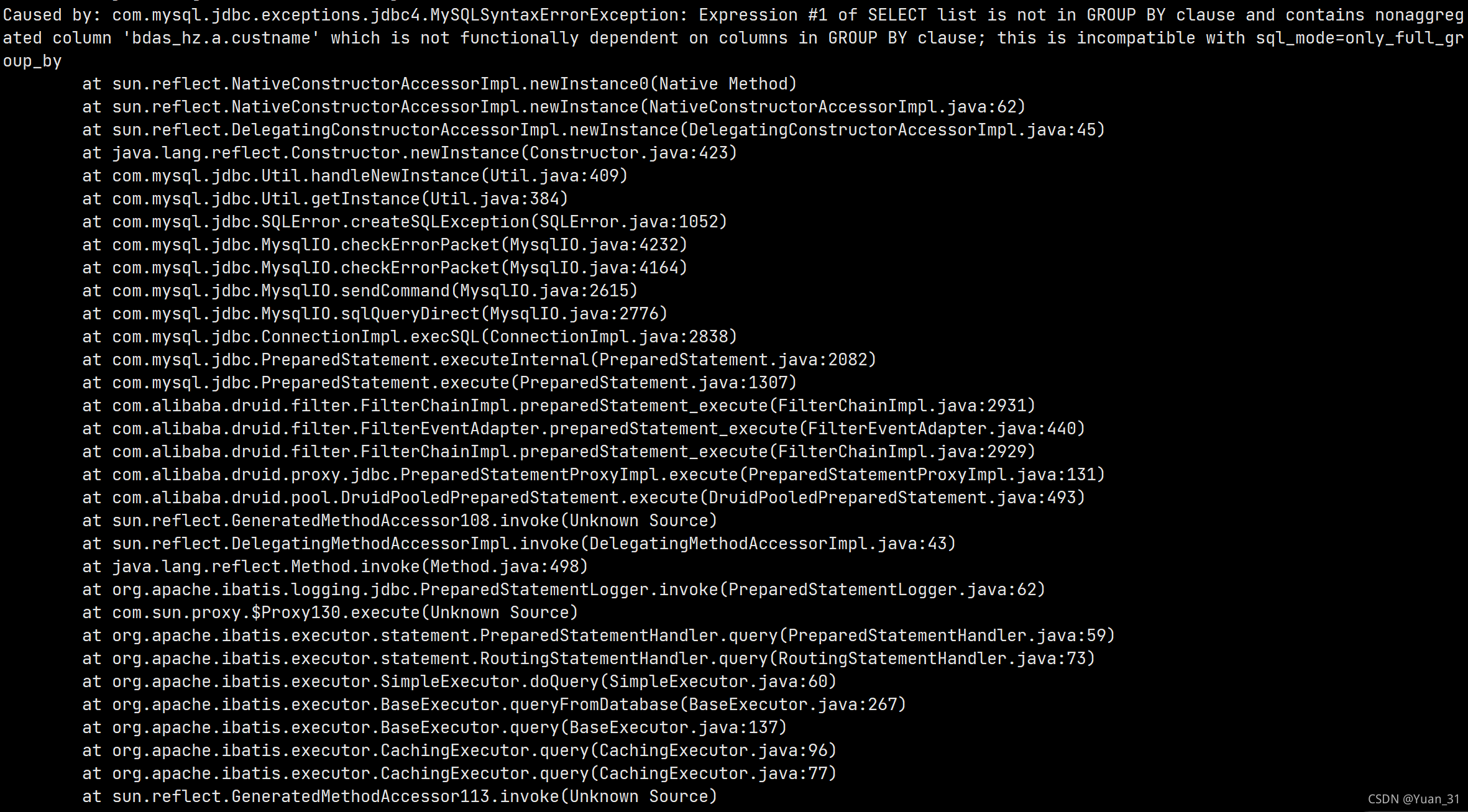 MySQL下出现com.mysql.jdbc.exceptions.jdbc4.MySQLSyntaxErrorException: Expression #1......解决方案-CSDN博客