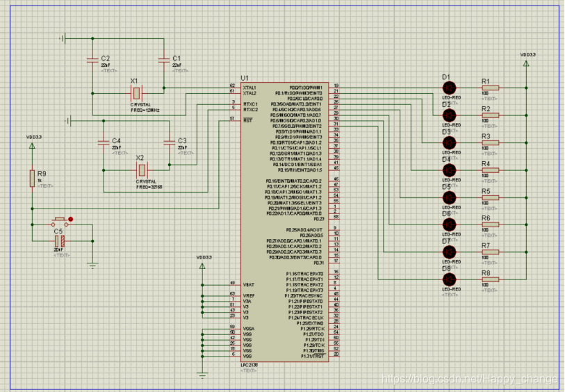 ARM嵌入式实验 熟悉PROTEUS电子仿真软件的使用（LPC2138）_基于lpc2138芯片的基础实验-CSDN博客
