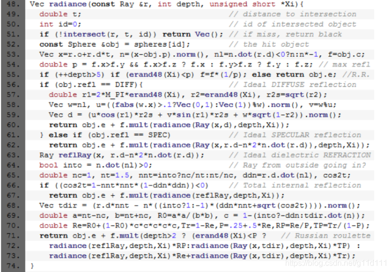 (中文详解篇)smallpt: 99行代码完成全局光照Path Tracing-CSDN博客